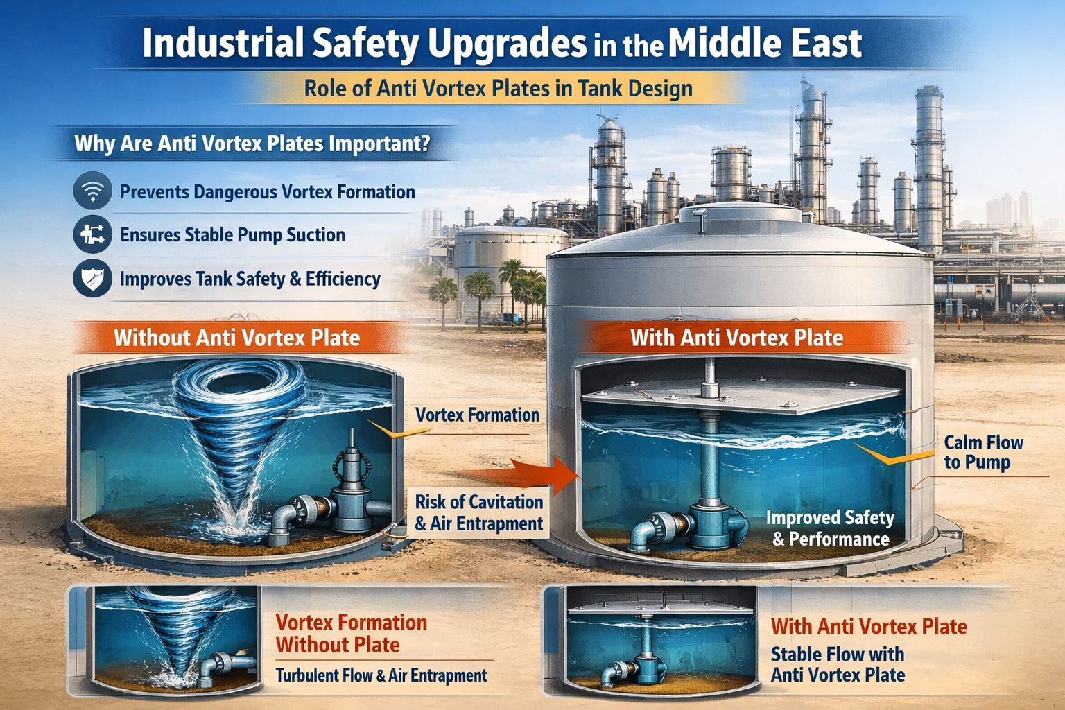 Anti Vortex Plates in Tank Design for Industrial Safety